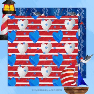 Nautical Digital Paper, Sea Pattern, Sailor Seamless, Nautical Planner ...