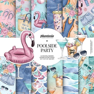 Poolside Digital Papers, Summer Papers, Summer Digital, Summer Planner ...