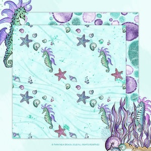 Mermaid Digital Paper, Summer Digital Paper, Sealife Digital Papers ...