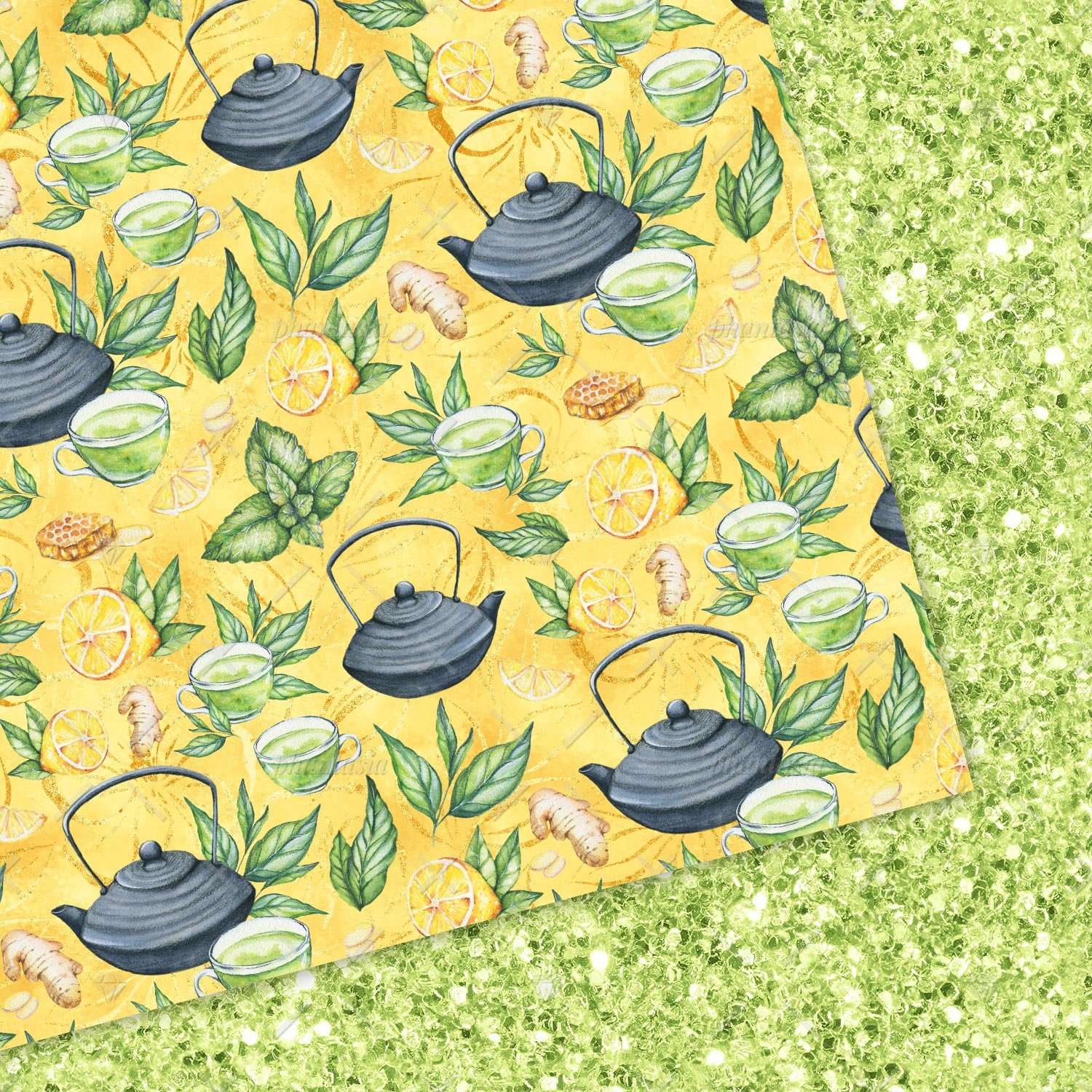 Green Tea Digital Paper Me Time Green Tea Patterns Zen | Etsy