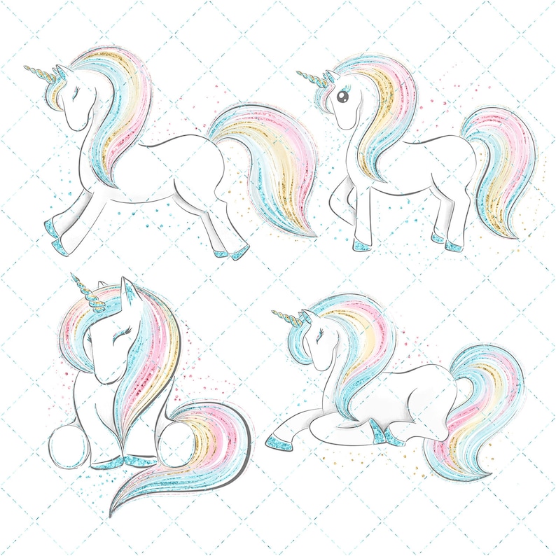 Unicorn Clipart Whimsical Clipart Unicorn Planner Rainbow - Etsy Australia