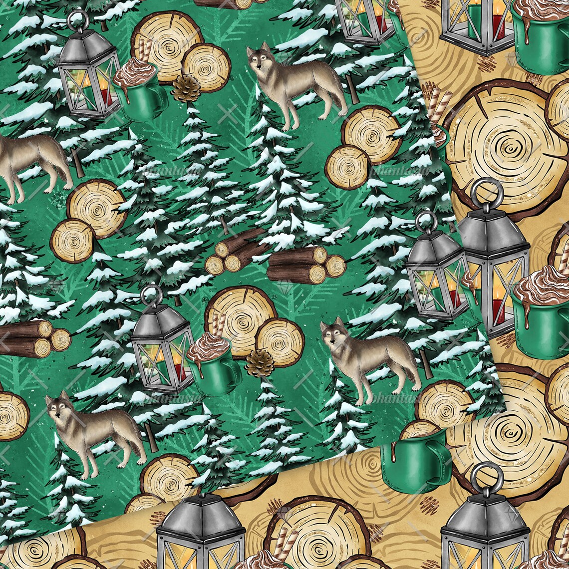 Winter Digital Paper Pack Lumberjack Digital Christmas - Etsy