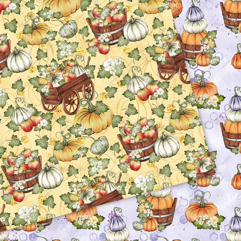 Pumpkins Digital Paper, Thanksgiving Digital Papers, Seamless Pumpkins ...
