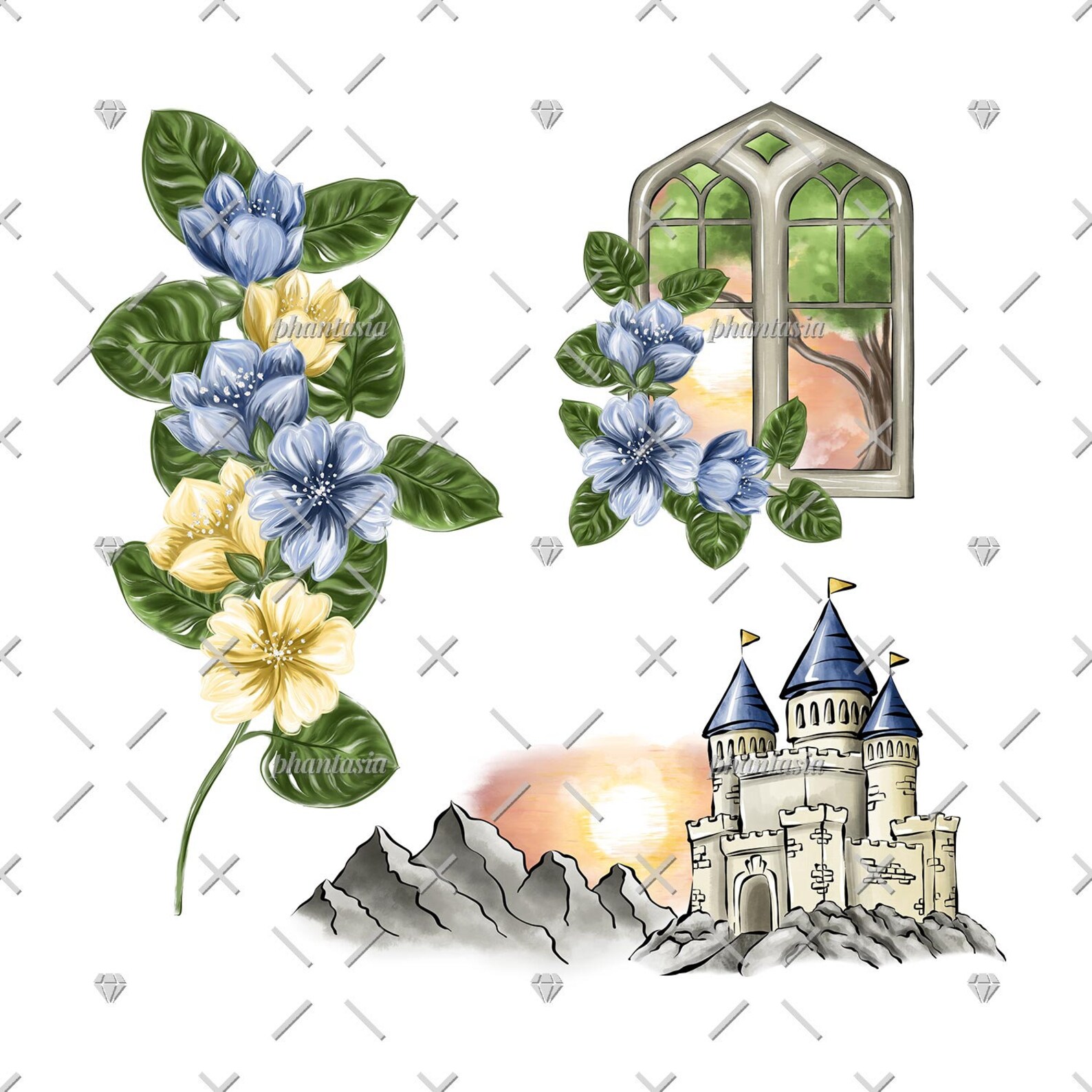 Princess Watercolor Cliparts Spring Princess Spring | Etsy