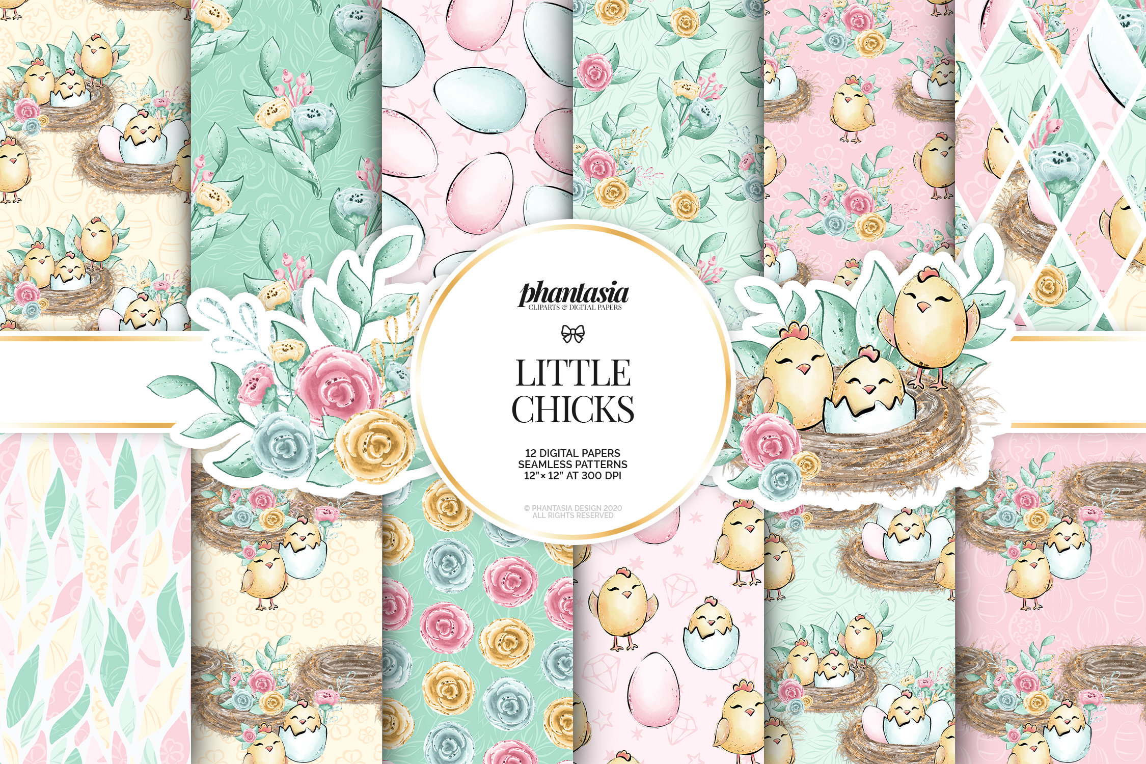Chicks Digital Paper Easter Digital Paper Cute Animal - Etsy