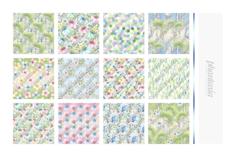 Secret Garden Digital Paper, Garden Background, Seamless Pattern ...