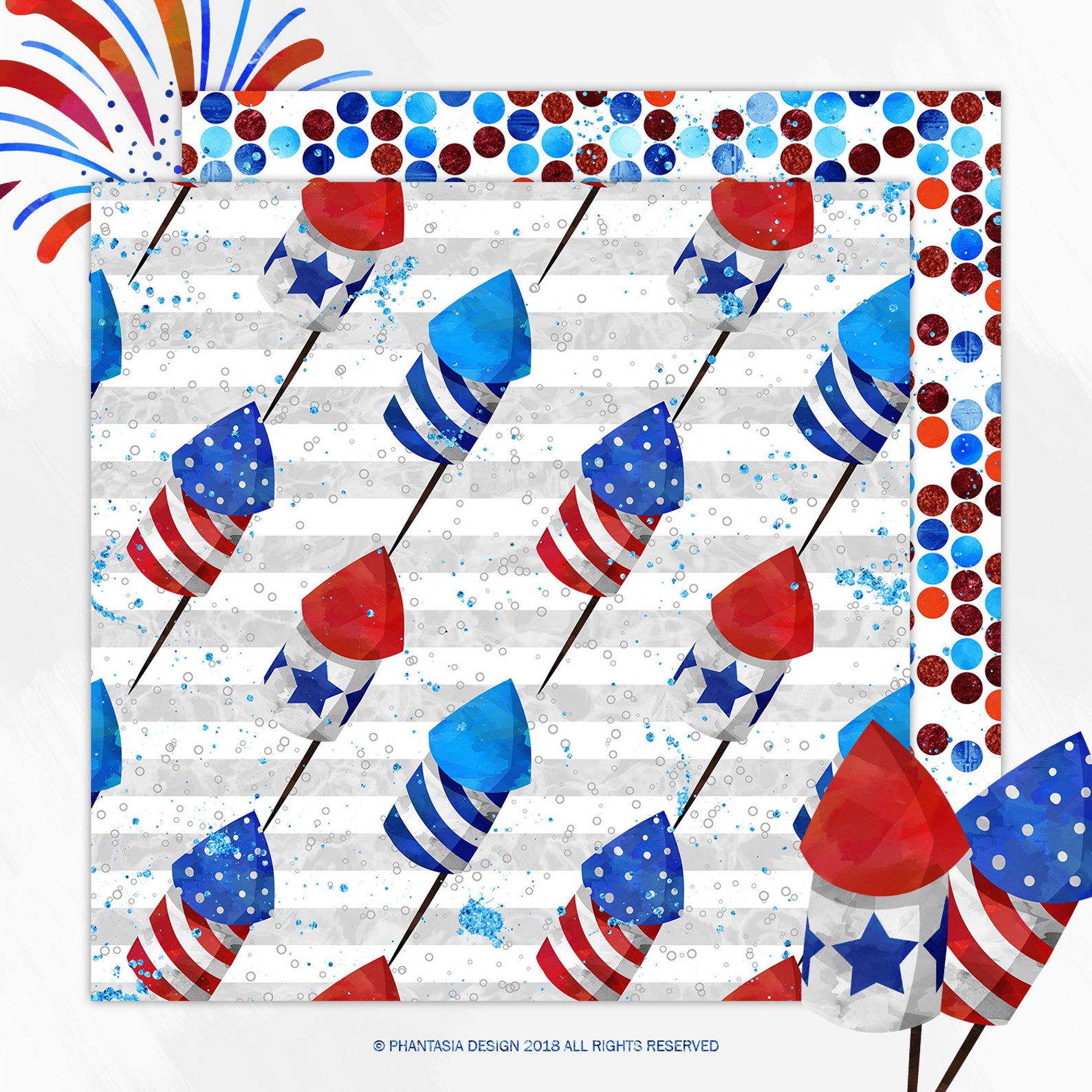 July 4th Digital Paper, 4th of July Digital, America Planner, Usa ...