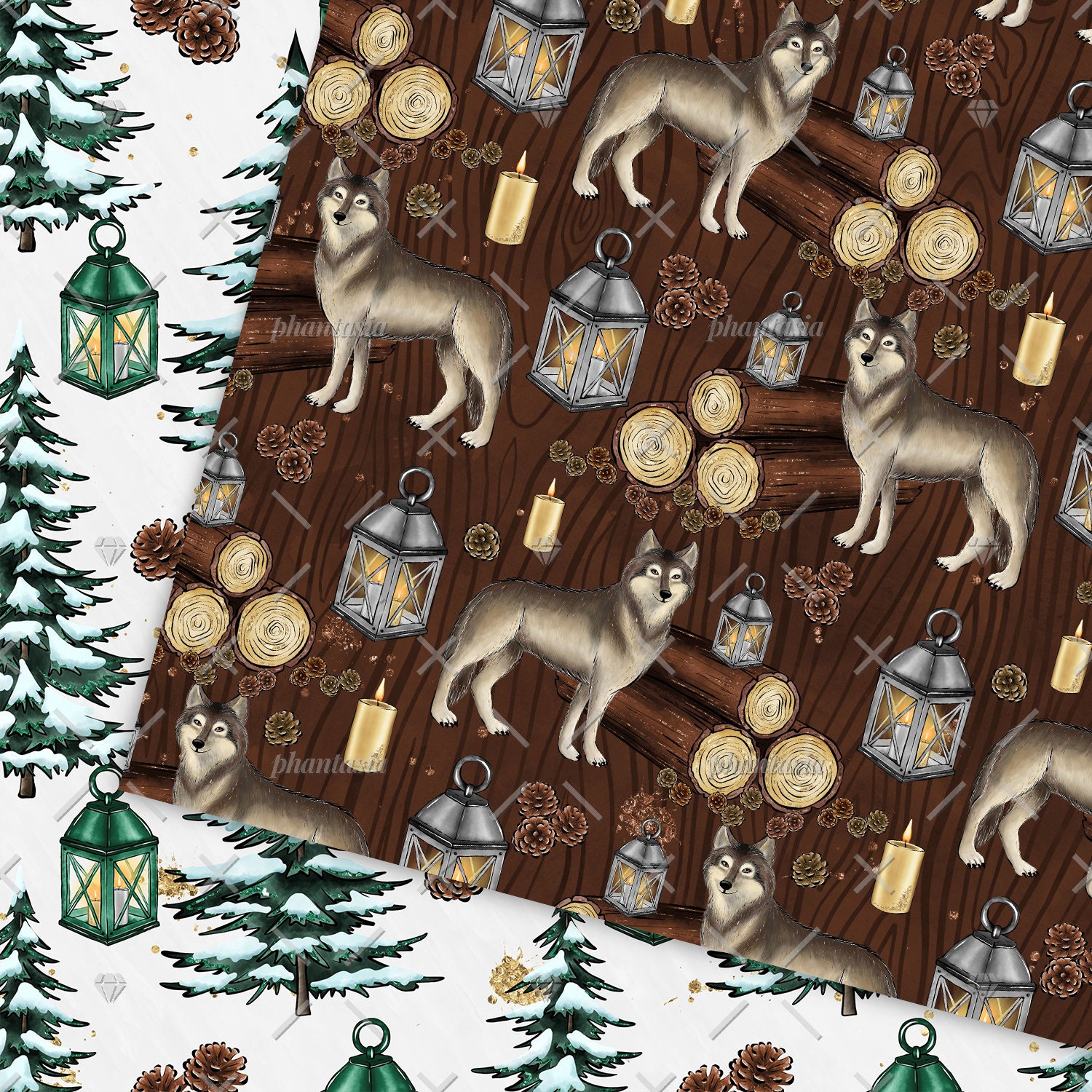 Winter Digital Paper Pack Lumberjack Digital Christmas | Etsy