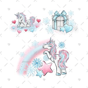 Winter Unicorn Cliparts, Cute Unicorns, Unicorn Planner, Hand Drawn ...