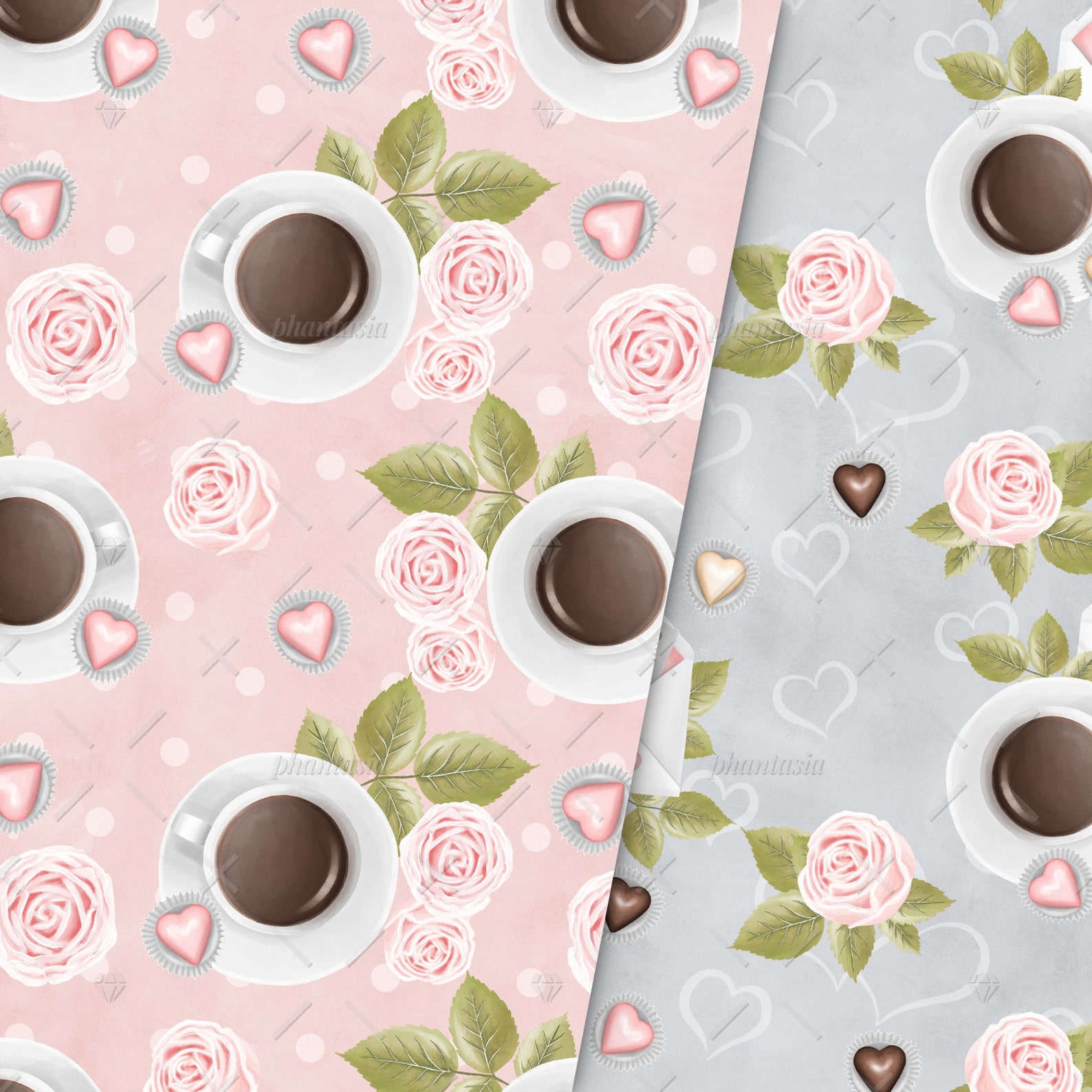 Valentines Digital Paper Pack Watercolor Valentine | Etsy