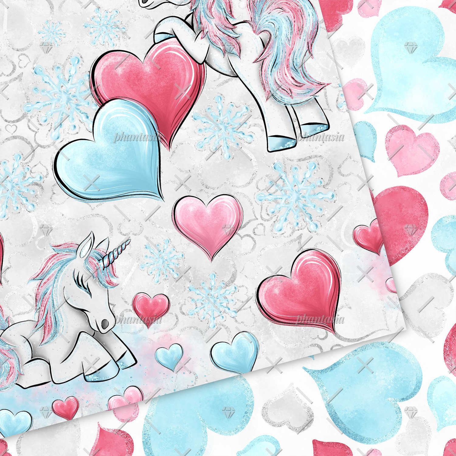 Winter Unicorn Digital Paper Unicorn Pattern Seamless - Etsy