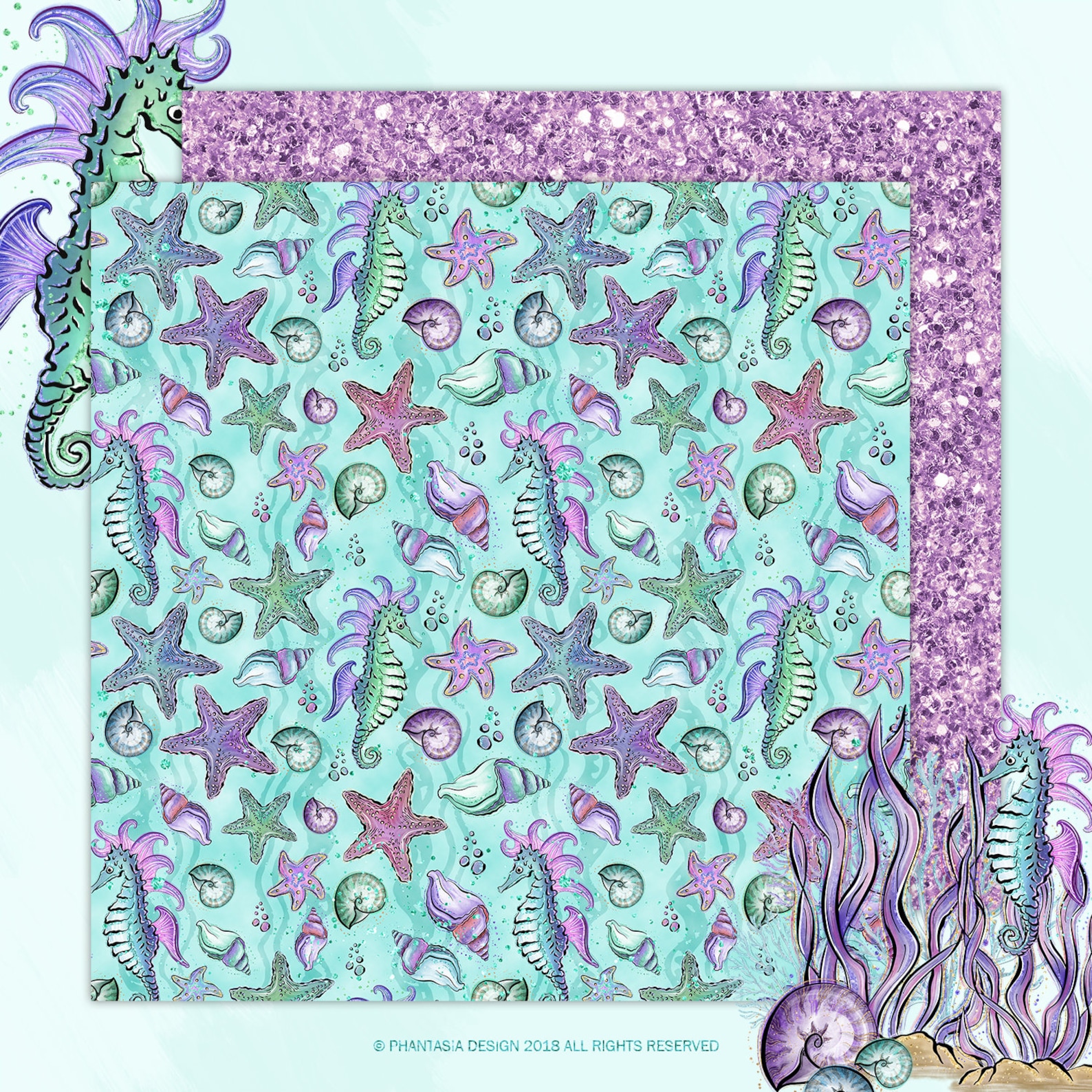Mermaid Digital Paper, Summer Digital Paper, Sealife Digital Papers ...