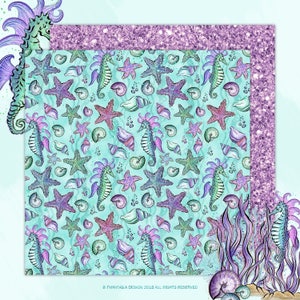Mermaid Digital Paper, Summer Digital Paper, Sealife Digital Papers ...