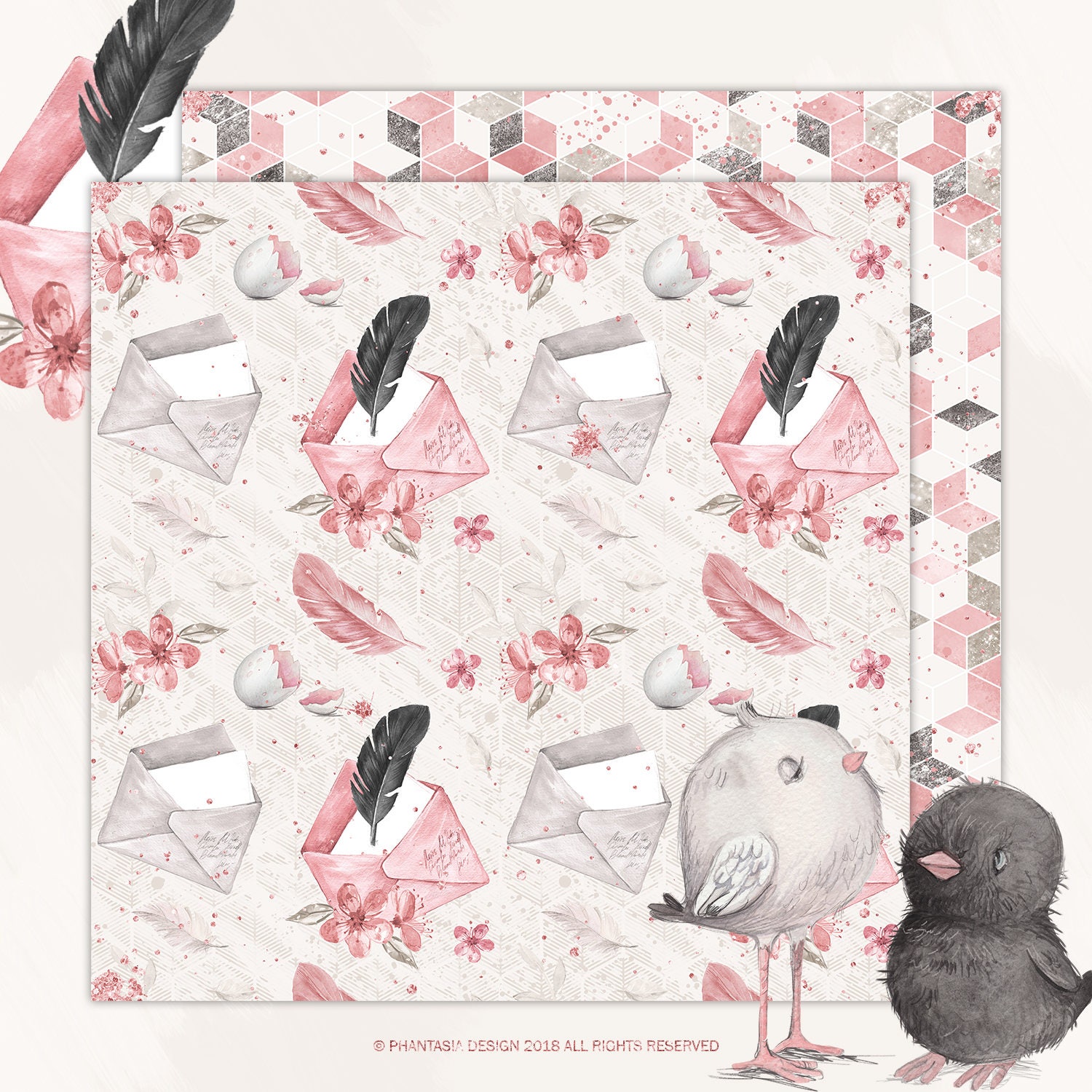 Little Birds Digital Paper Pack Chicks Digital Paper Birds | Etsy