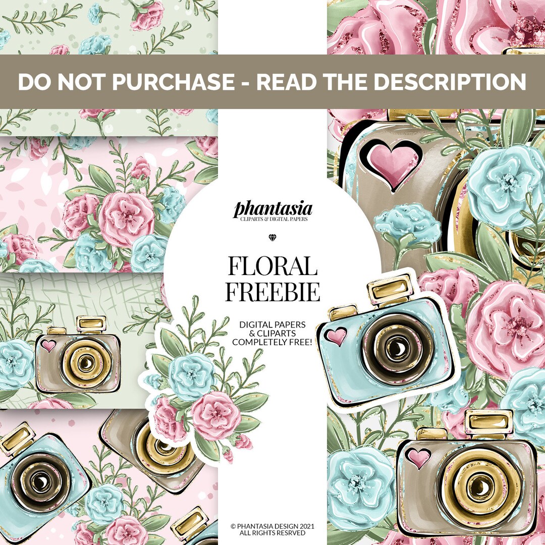 Floral Freebie, Camera Clipart, Floral Pattern, Camera Pattern ...