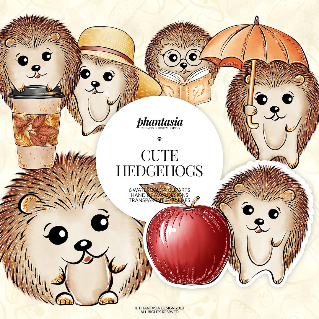Cute Hedgehogs Cliparts, Autumn Clipart, Fall Clipart, Planner Clipart ...
