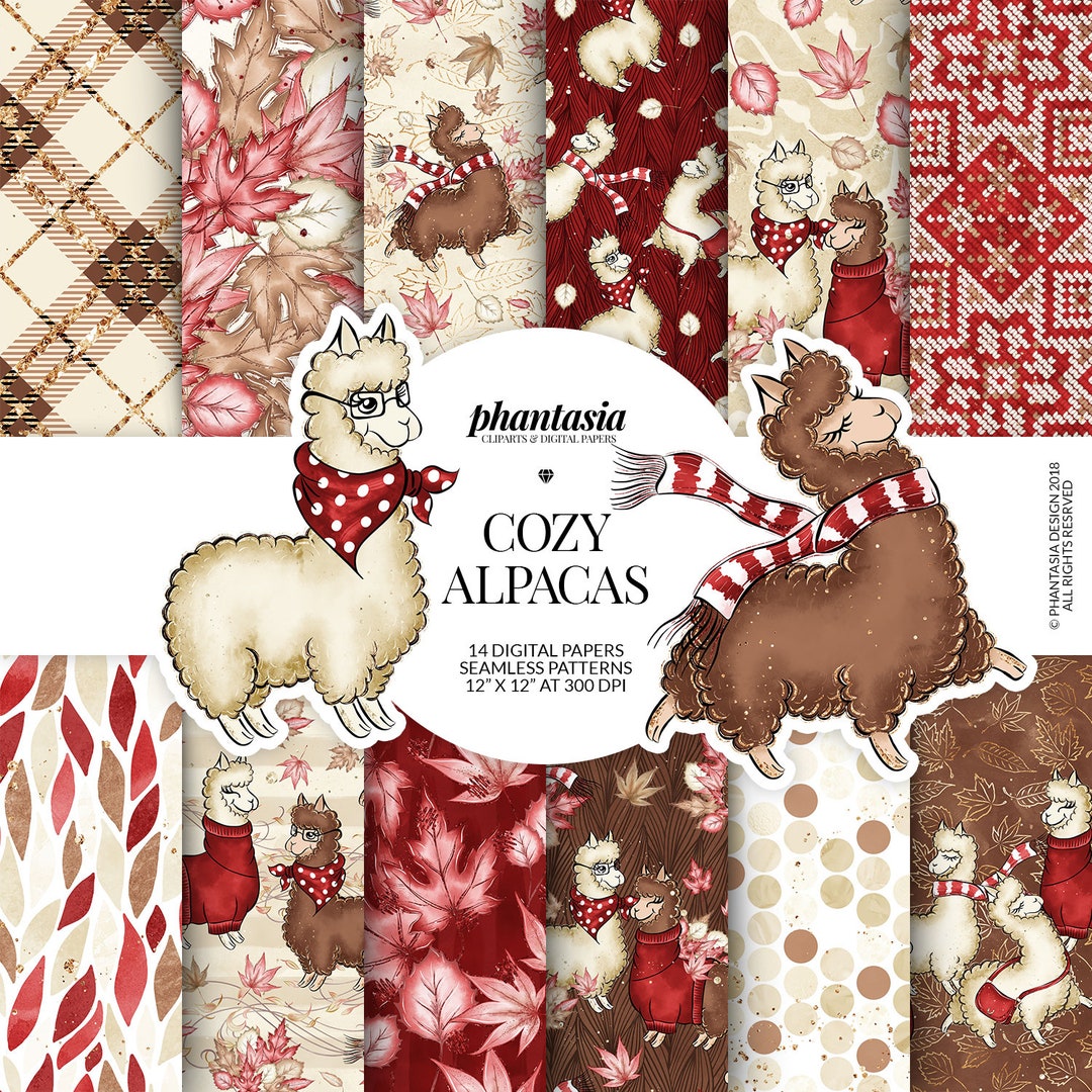 Alpaca Digital Paper, Cute Alpacas, Llama Digital Paper, Planner ...