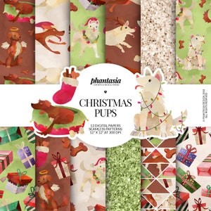 Christmas Dogs Digital Paper, Christmas Patterns, Winter Digital Paper ...