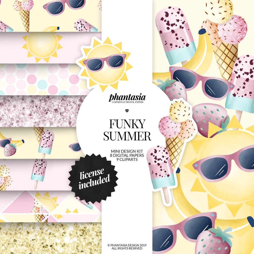 Summer Clipart Bundle, Summer Digital Papers, Summer Elements, Summer ...