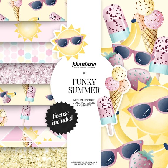 Summer Clipart Bundle Summer Digital Papers Summer Elements | Etsy