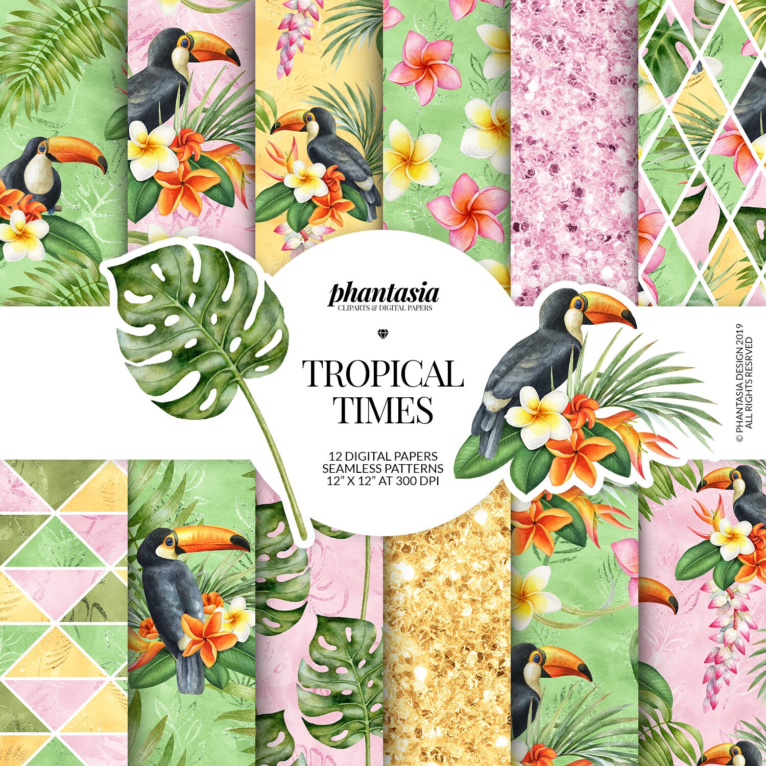 Tropical Digital Paper Summer Digital Exotic Patterns | Etsy