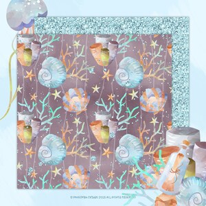 Seashells Digital Paper, Sea Creatures, Jellyfish, Summer Planner ...