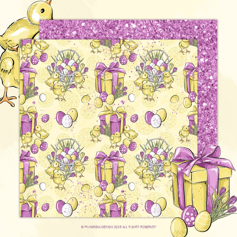 Easter Digital Paper Pack Chick Digital Paper Easter - Etsy