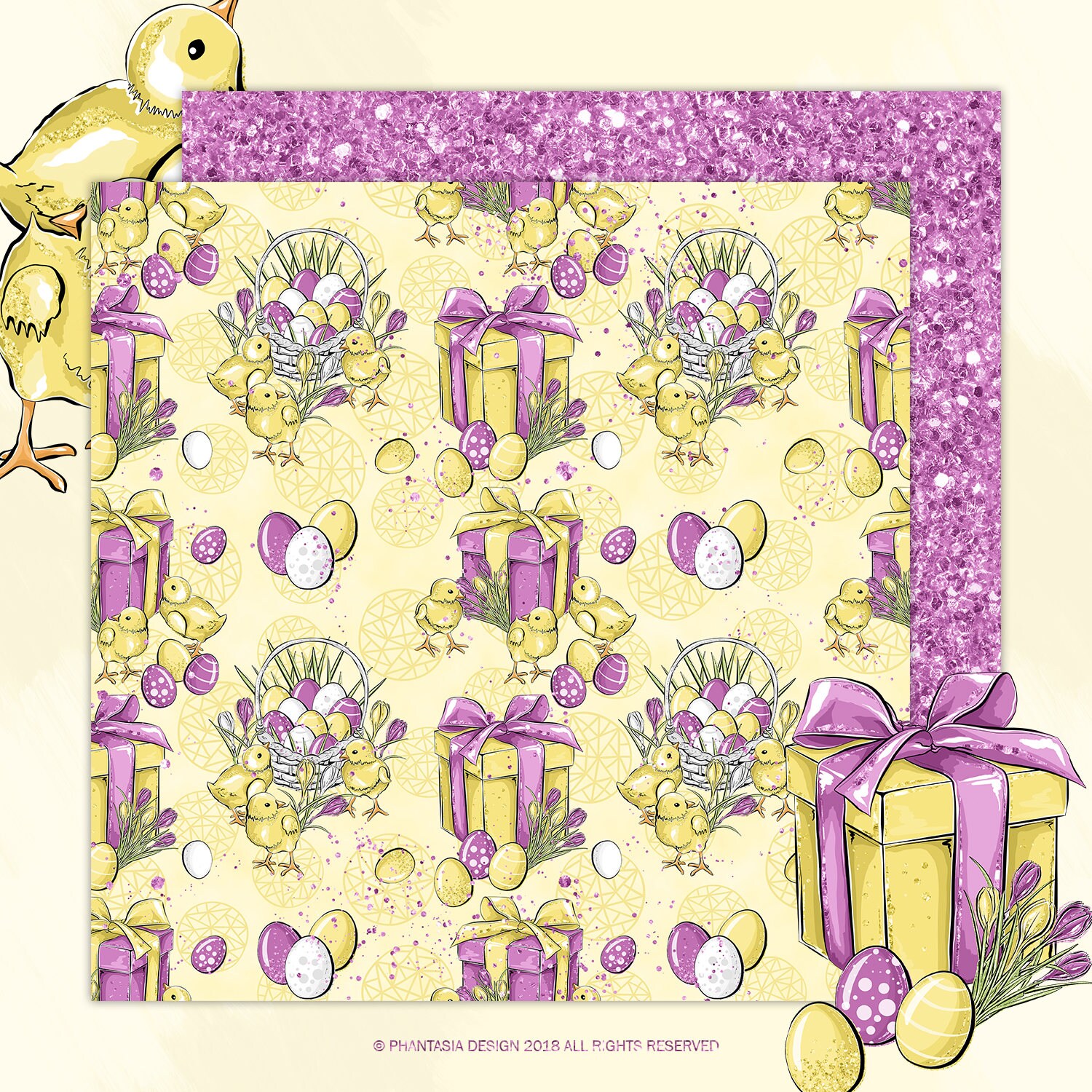 Easter Digital Paper Pack Chick Digital Paper Easter | Etsy