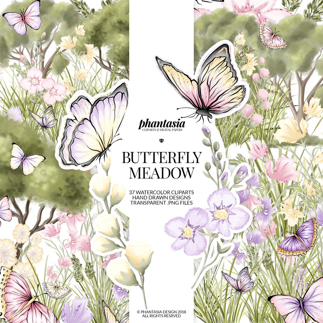 Butterflies Watercolor Cliparts, Spring Butterfly, Pastel Butteflies ...