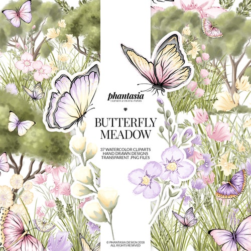 Butterflies Watercolor Cliparts Spring Butterfly Pastel - Etsy