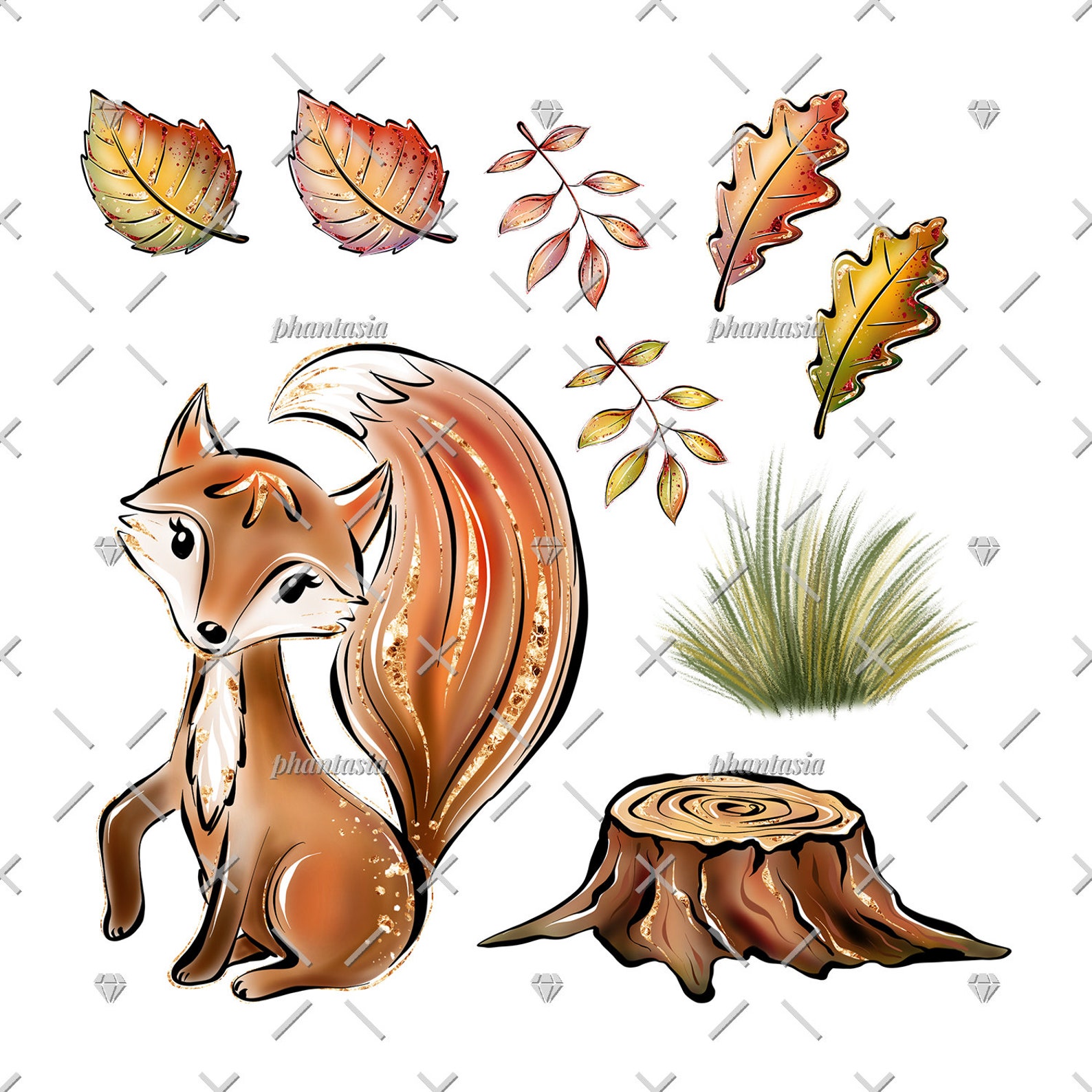 Fox Clipart Set Graphics Bundle Fall Cliparts Autumn | Etsy