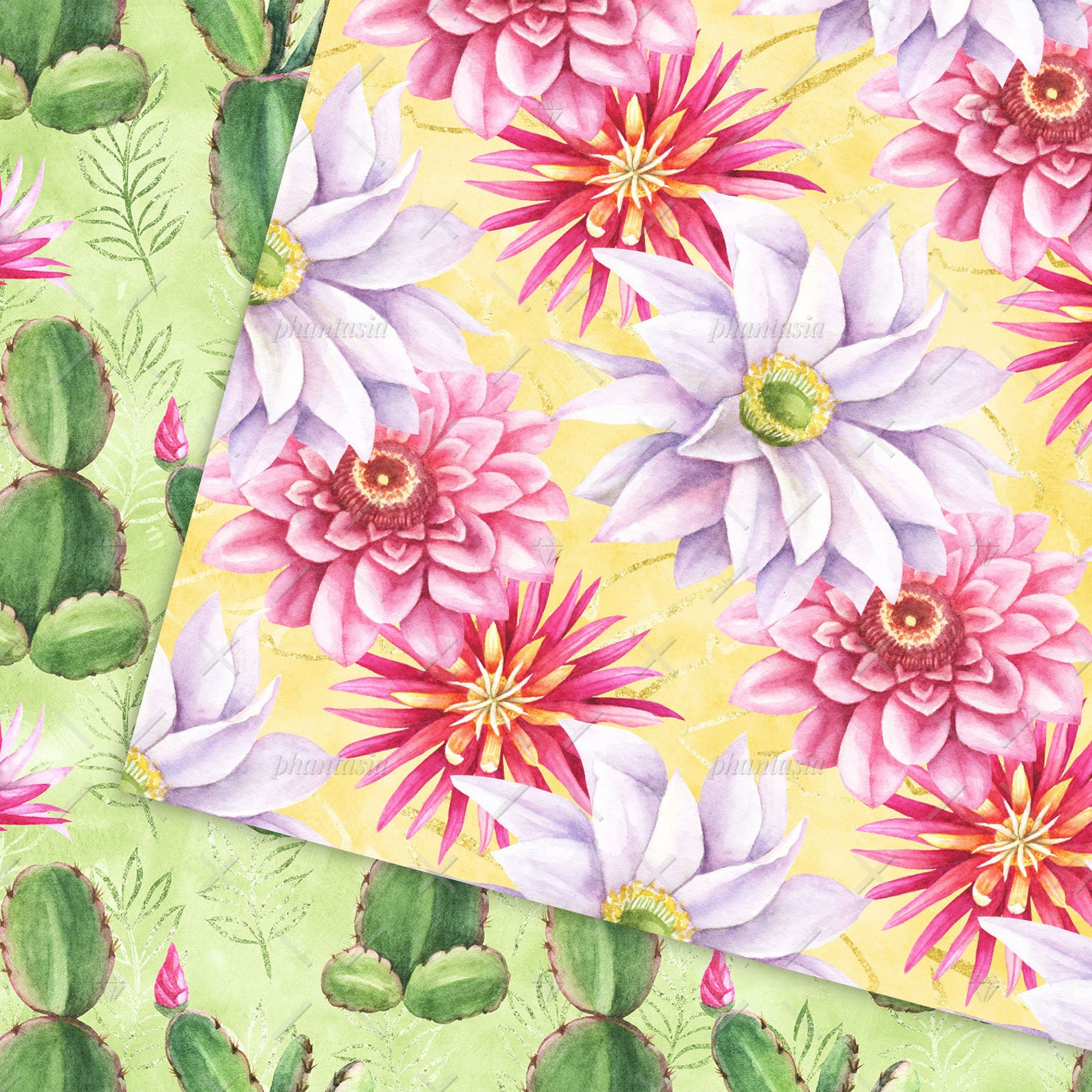 Succulent Digital Paper, Cactus Digital, Succulent Patterns, Surface ...