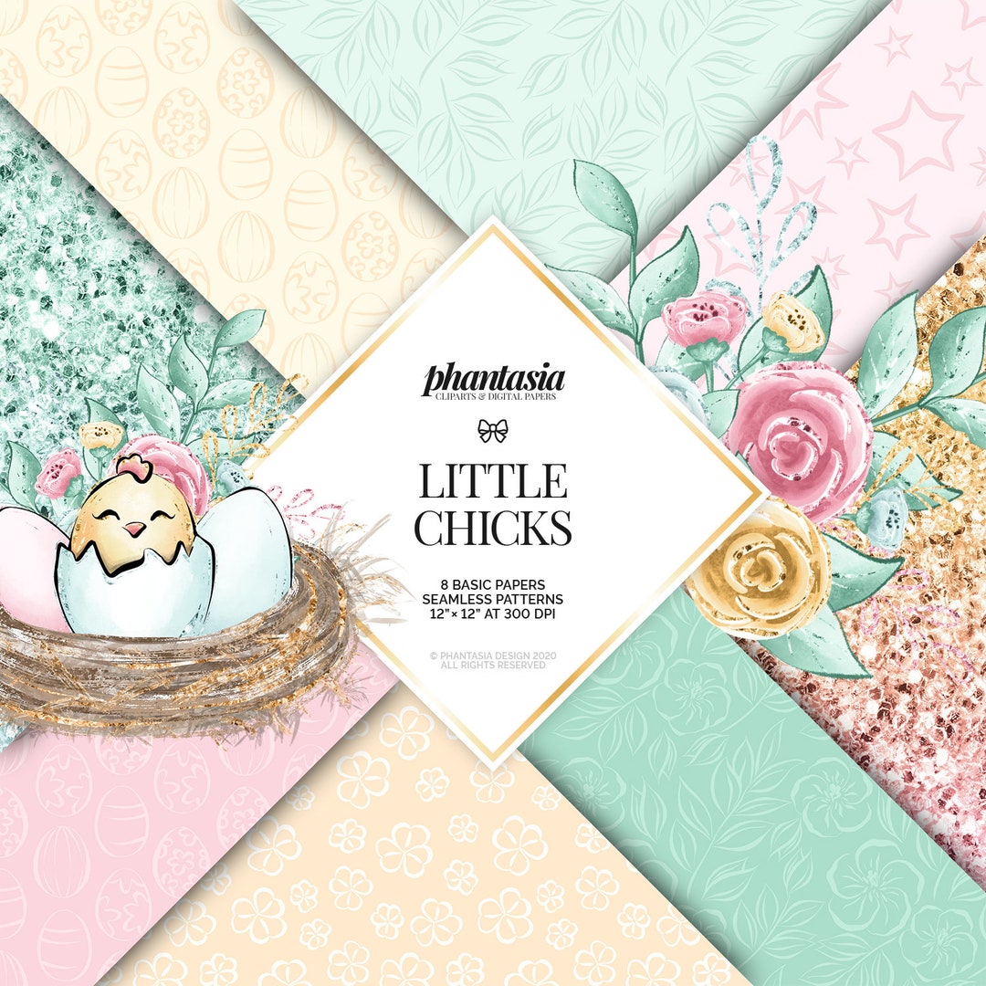 Spring Basic Papers, Easter Digital Paper, Seamless Patterns, Pastel ...