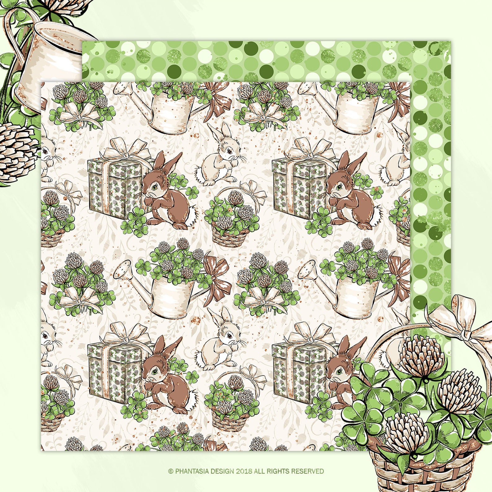 Spring Rabbit Digital Paper Pack Bunny Digital Paper Easter - Etsy