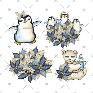 Winter Animals Watercolor Cliparts, Cute Winter Cliparts, Winter ...