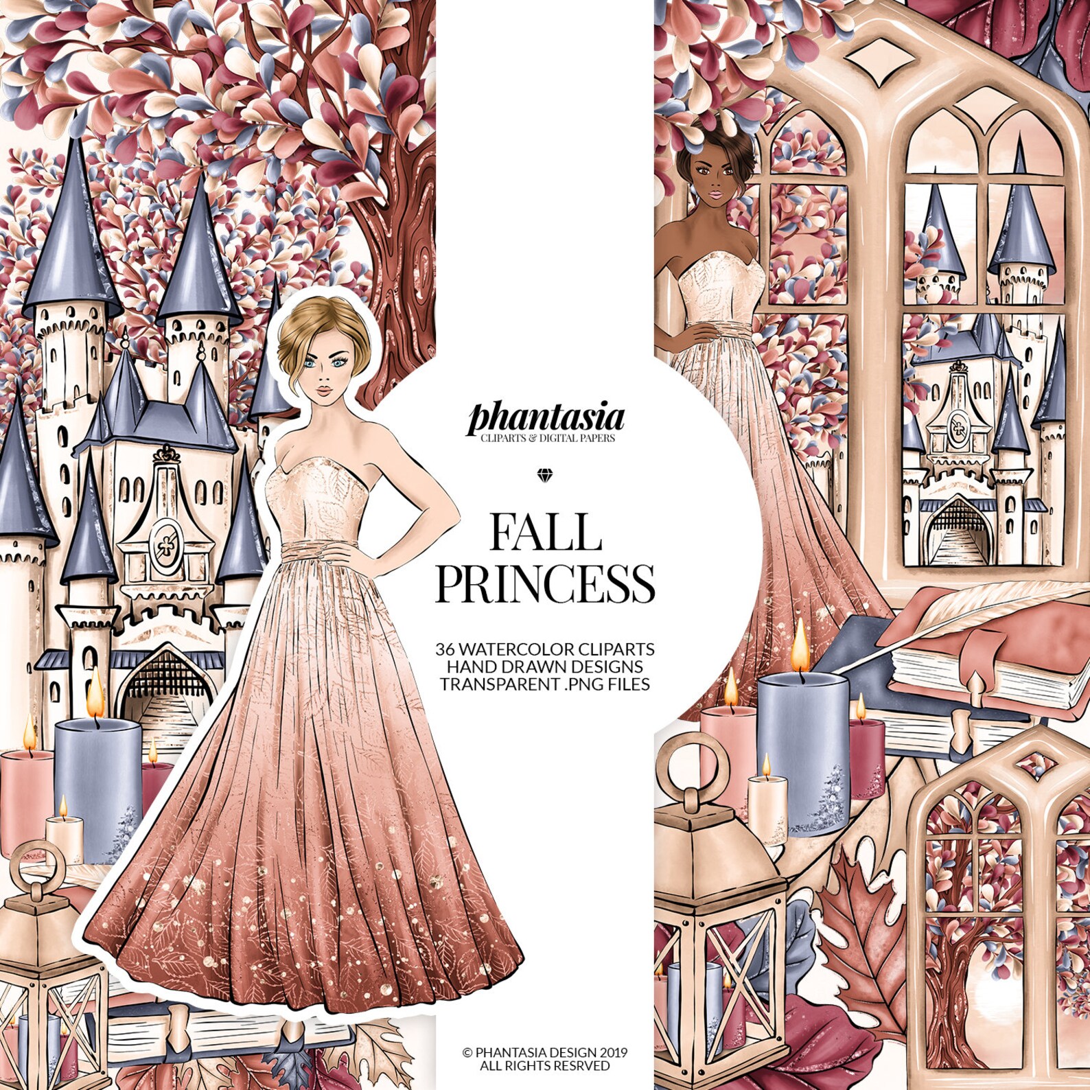 Fall Princess Watercolor Cliparts Autumn Fashion Clipart - Etsy