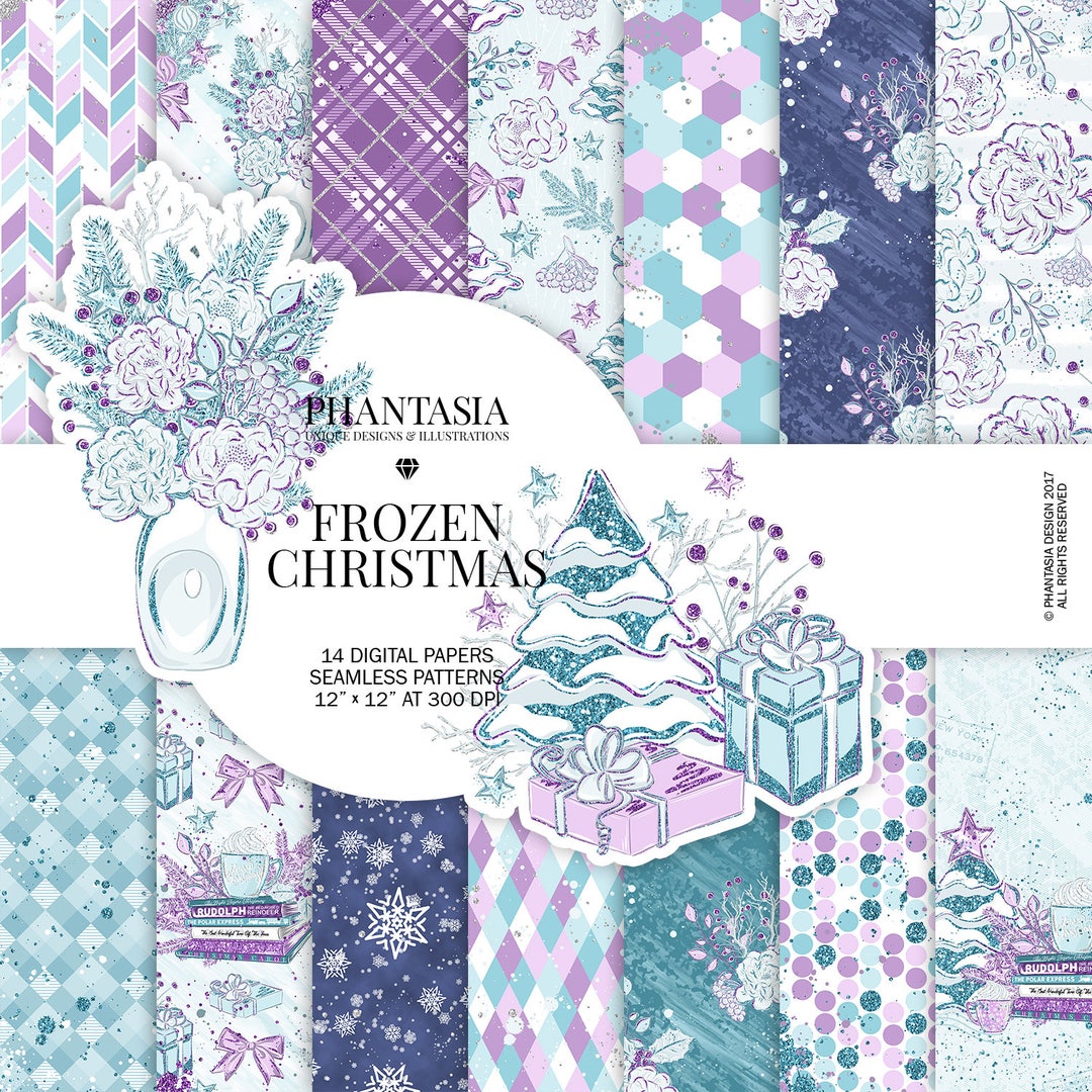 Frozen Christmas Digital Paper Pack, Christmas Digital Paper, Christmas ...