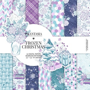 Frozen Christmas Digital Paper Pack, Christmas Digital Paper, Christmas ...