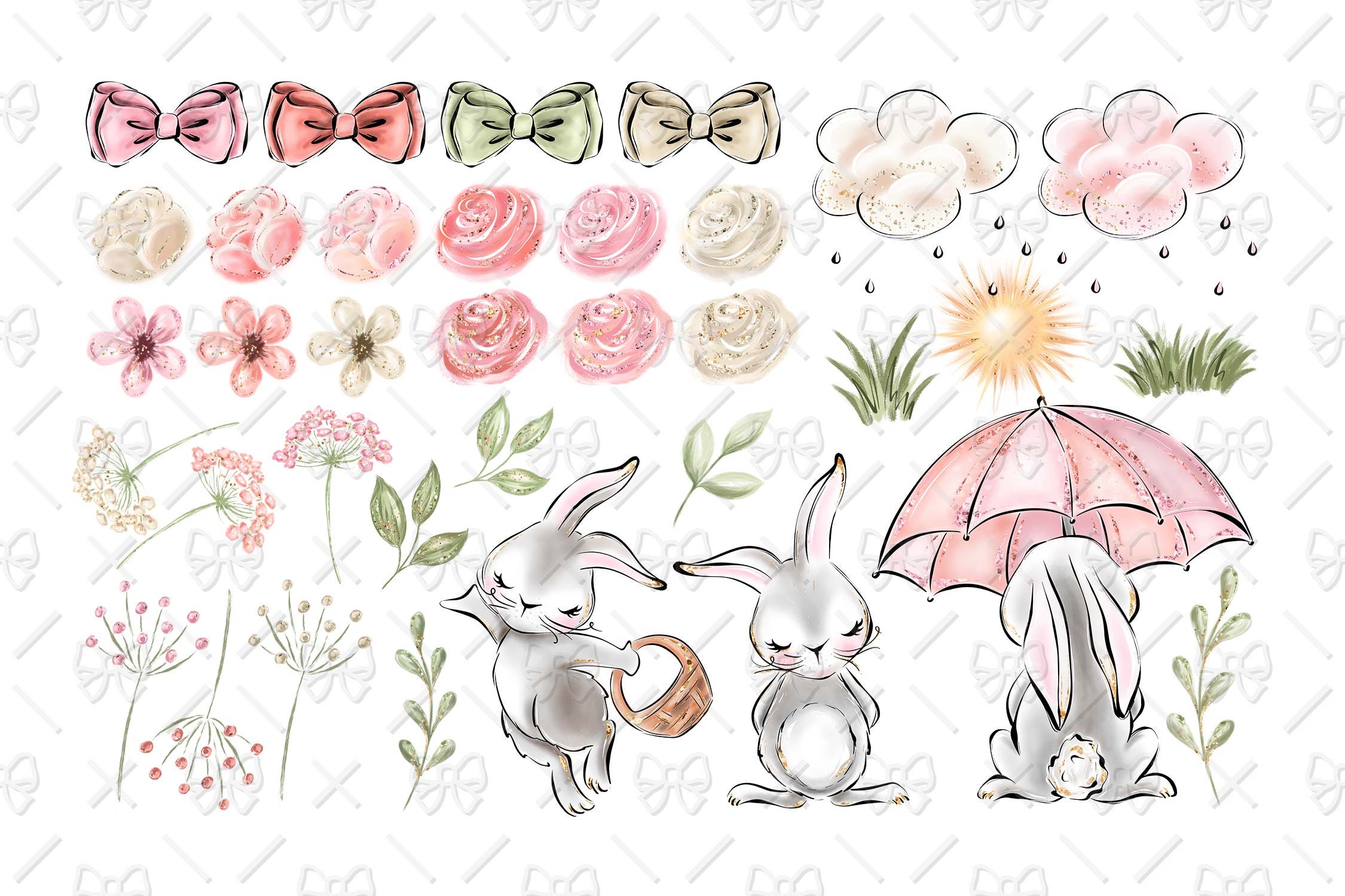 Spring Bunny Clipart Cute Animal Watercolor Clipart - Etsy