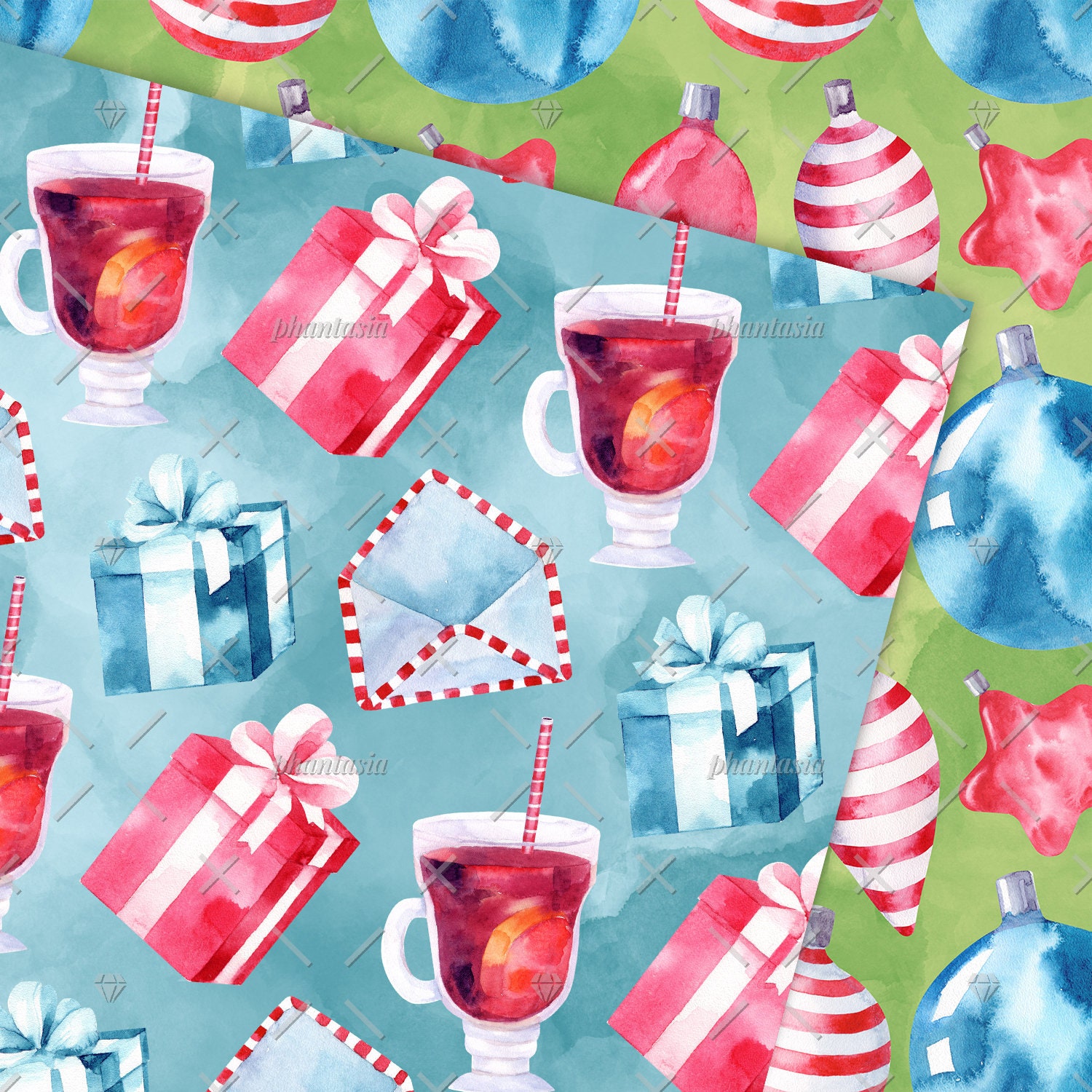 Christmas Digital Paper Whimsical Christmas Winter Digital - Etsy