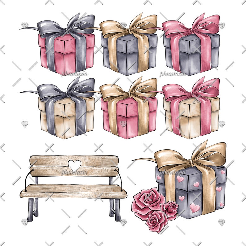 Valentines Day Watercolor Cliparts, Valentine Watercolor, Valentines ...