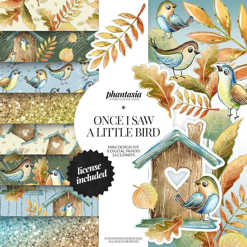Fall Birds Clipart Bundle Birds Digital Papers Birdhouse - Etsy