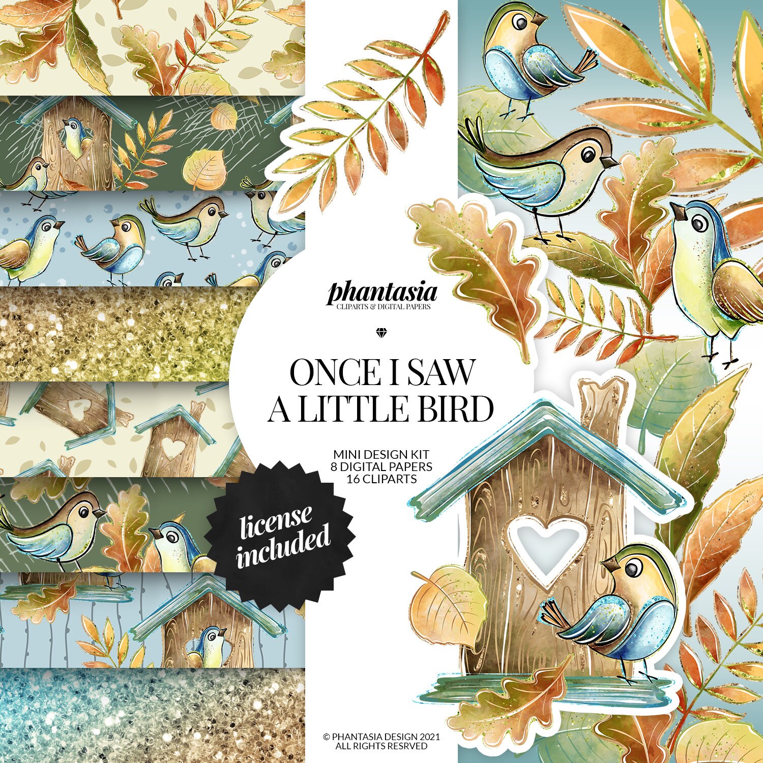 Fall Birds Clipart Bundle, Birds Digital Papers, Birdhouse Clipart ...