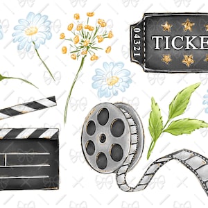 Cinema Watercolor Clipart, Cinema Clipart, Movie Clipart, Cinema ...