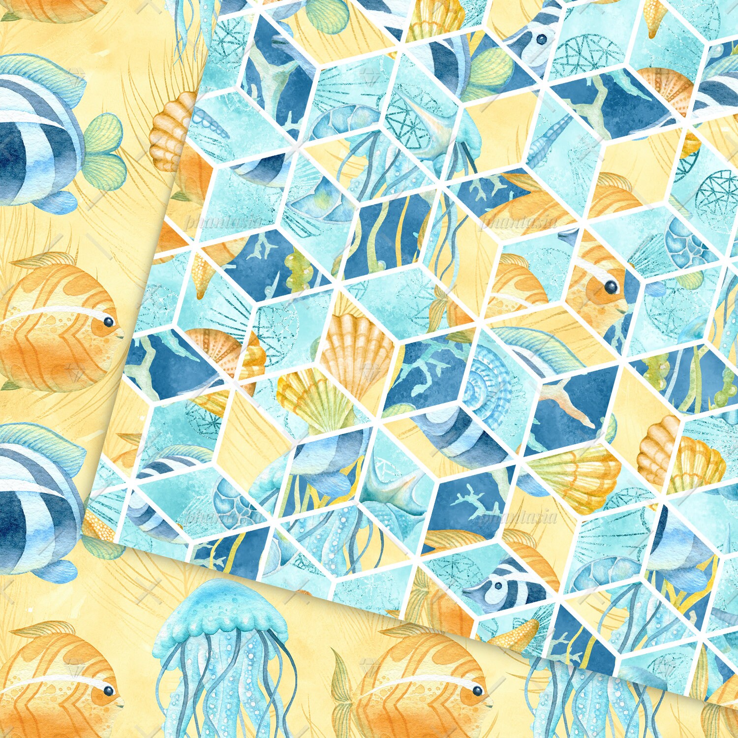 Seashells Digital Papers, Summer Patterns, Summer Digital, Seamless ...