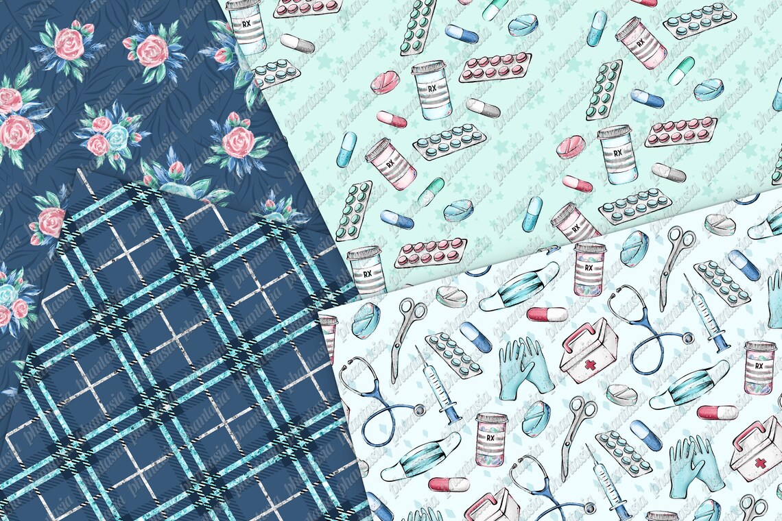 Papel digital médico Patrón médico Patrón sin costuras - Etsy México