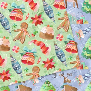 Christmas Digital Papers, Cute Christmas, Pastel Christmas, Christmas ...