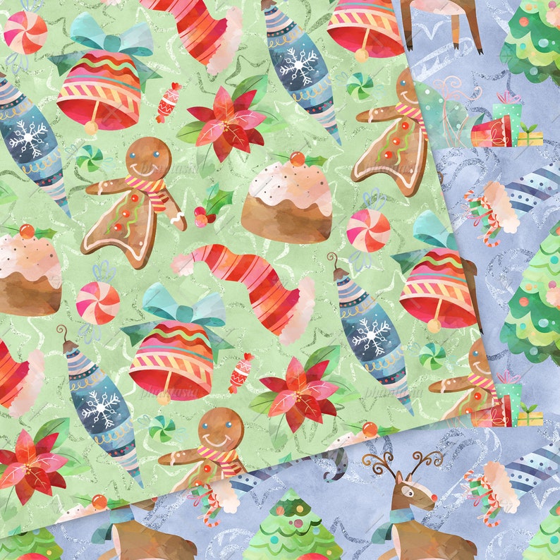 Christmas Digital Papers Cute Christmas Pastel Christmas - Etsy