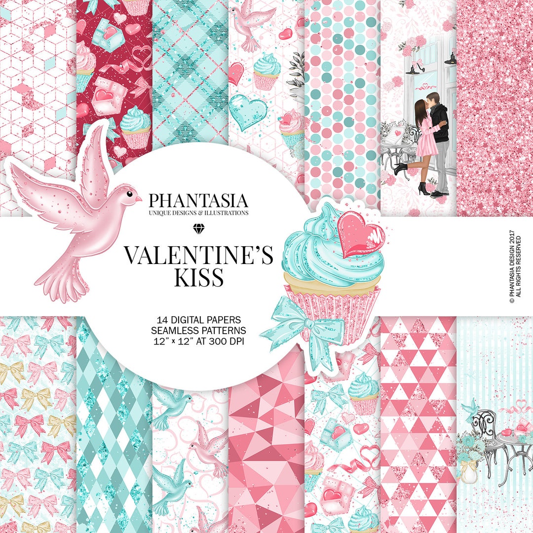 Valentines Day Digital Paper Pack, Valentines Digital Paper, First Date ...