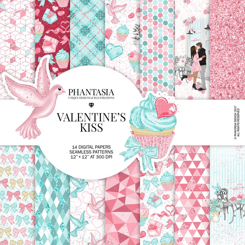 Valentines Day Digital Paper Pack Valentines Digital Paper | Etsy